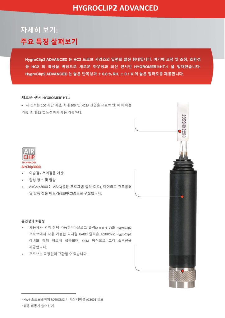 (주)에스테크널러지 » HygroClip2 Advanced 센서